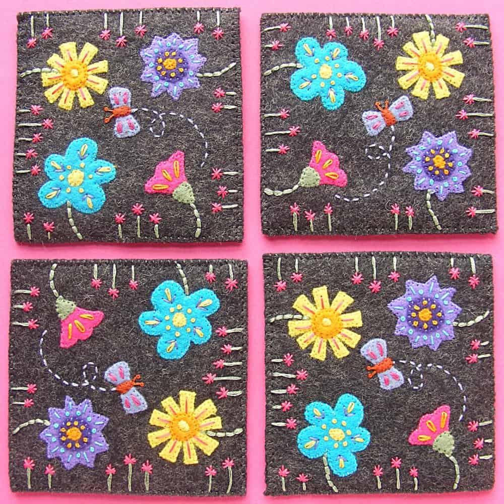 Fancy Flowery Felt Coasters - a free pattern! | Shiny Happy World