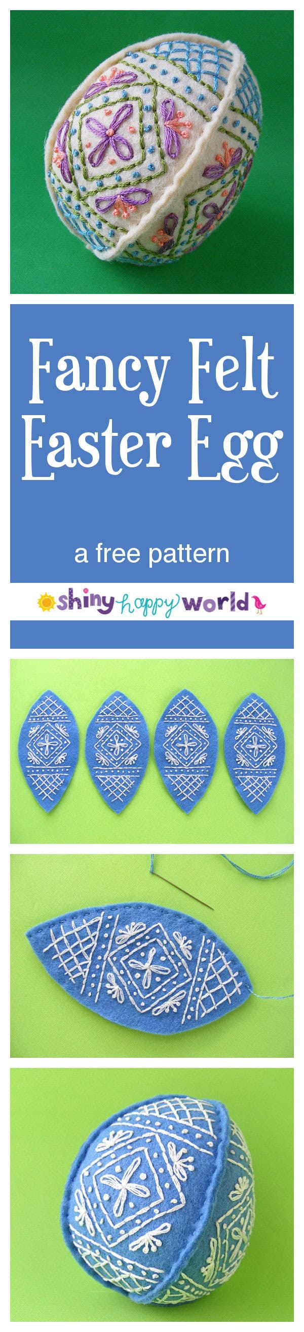 Easter Craft Ideas – Free Embroidered Felt Egg Pattern - Shiny Happy World