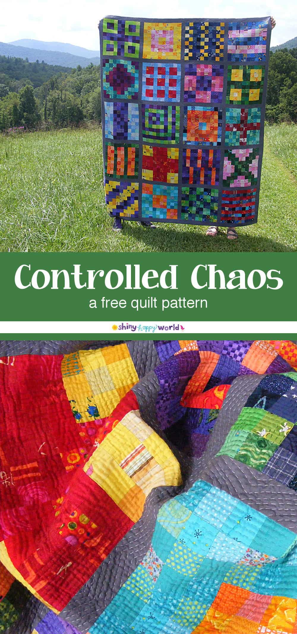 Controlled Chaos - a free scrap quilt pattern | Shiny Happy World